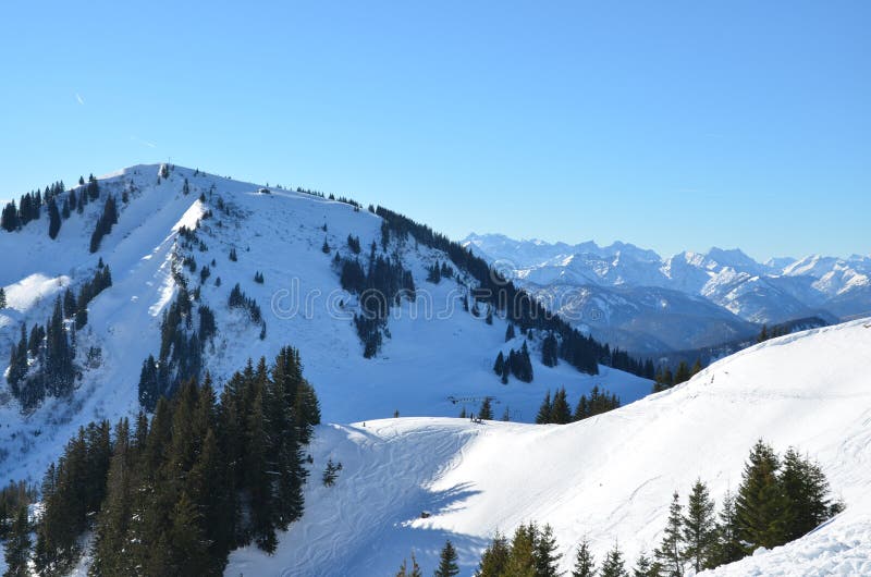 Alpine slopes in winter stock photo. Image of skiing - 237044132