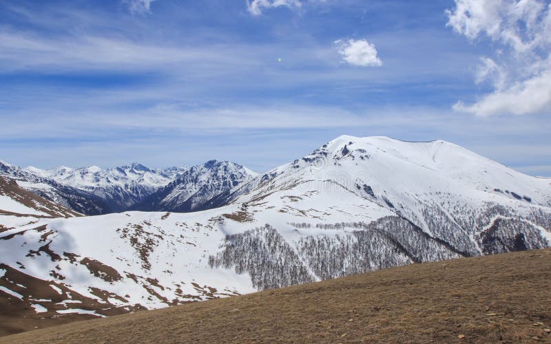 Alpine Snow-capped Peaks of the Caucasus Stock Image - Image of cold ...