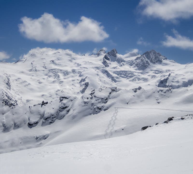 Alpine Summits, and Glaciers in the Skiing Area of Piz Corvatsch Stock ...