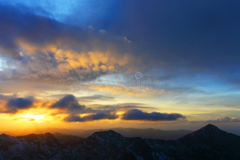 Alpine sunset stock image. Image of altitude, retezat - 11586361