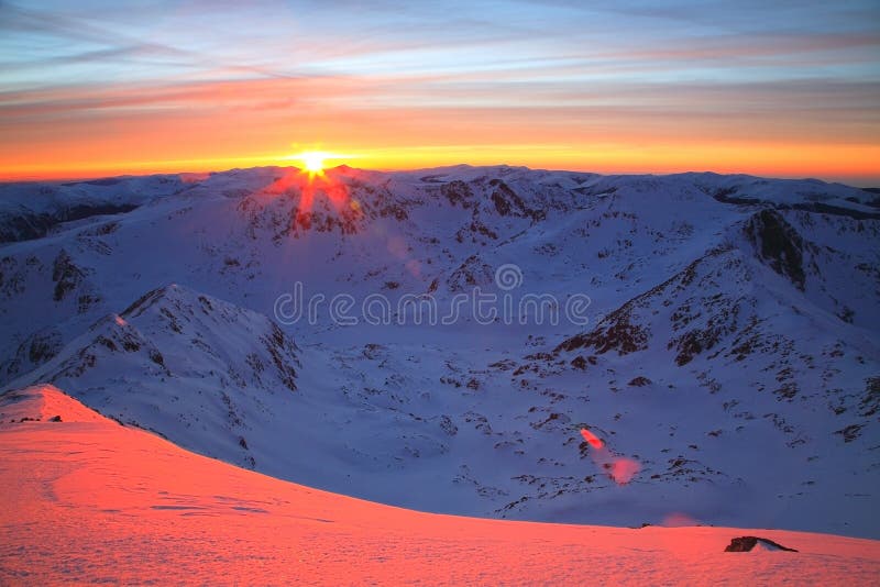 Alpine sunset stock image. Image of colurs, purple, fire - 4078441