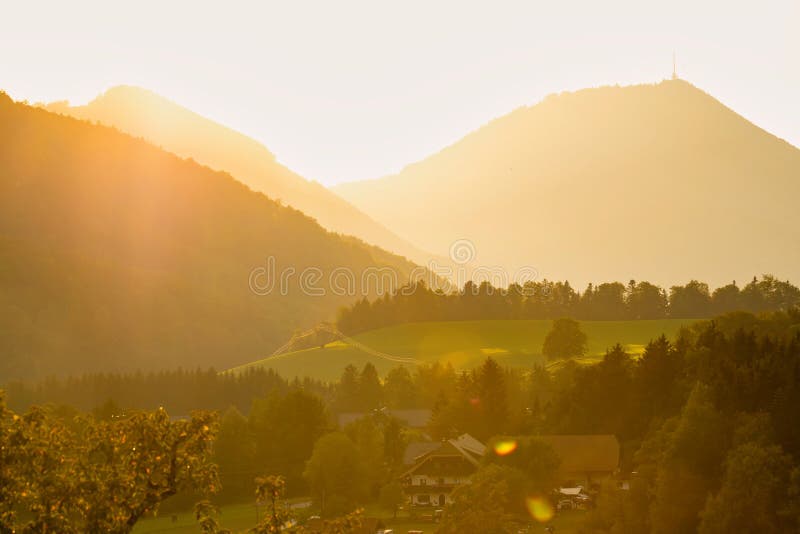 Alpine Sunset a Breathtaking View of the Majestic Mountains Stock Photo ...
