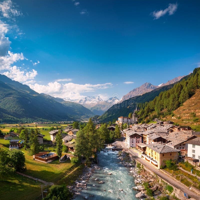 Alpine Town in Italy, AI Generated Stock Illustration - Illustration of ...