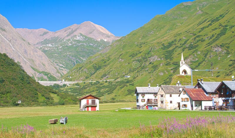 Alpine town stock photo. Image of lake, formazza, excursion - 33275274