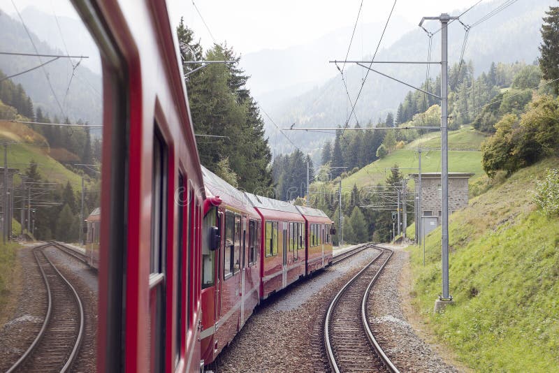 Alpine train. stock photo. Image of pass, rural, switzerland - 42988940