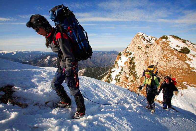 Alpine trekkers stock image. Image of peaks, shadow, backpack - 2173205