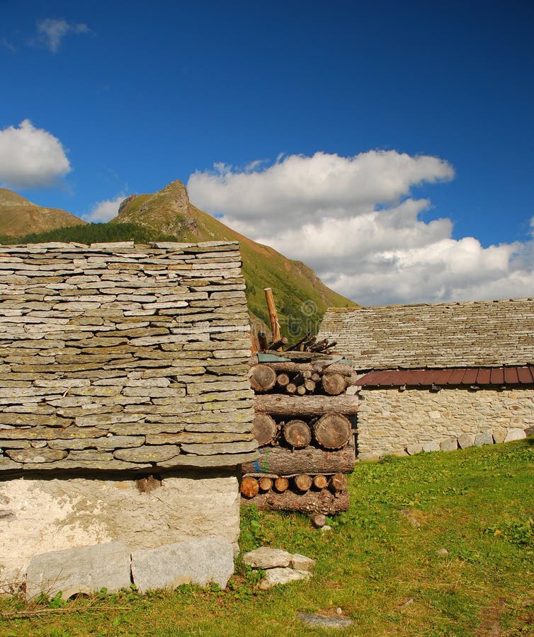 Alpine Typical Stone Architecture, Alpe Veglia. Stock Photo - Image of ...