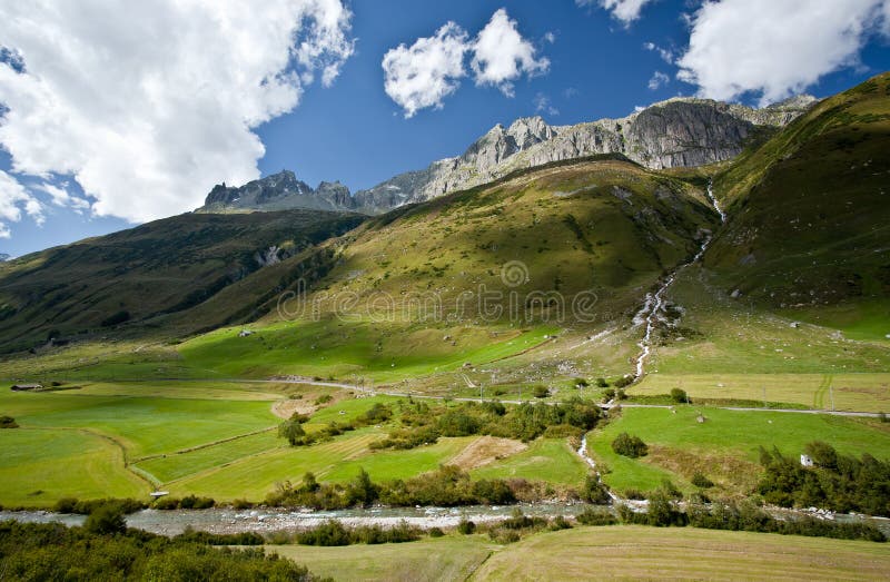 Alpine valley stock photo. Image of flow, grass, europe - 19522268