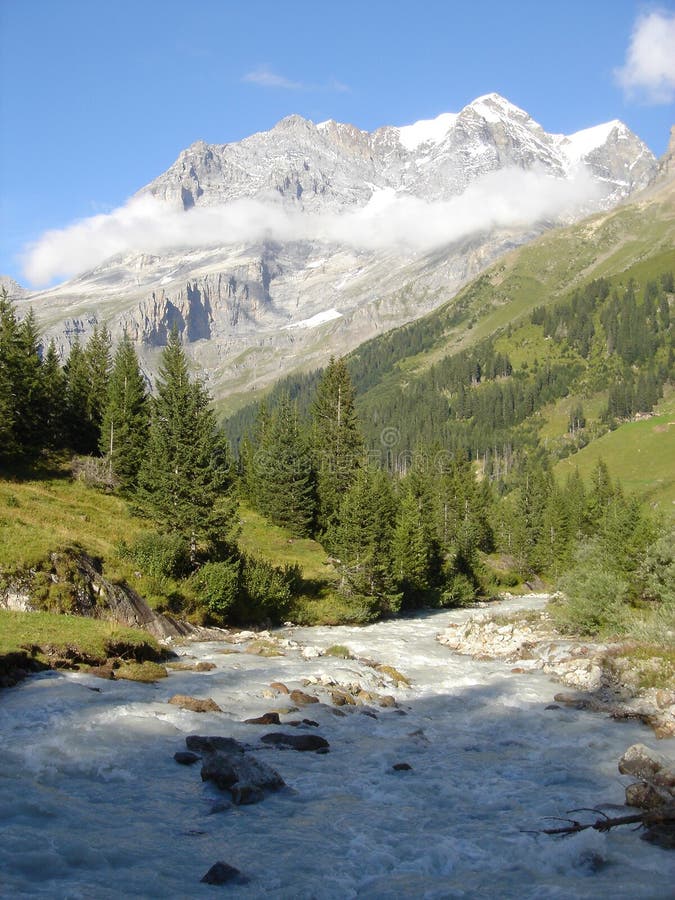 Alpine Valley in Switzerland Stock Photo - Image of blue, landscape ...