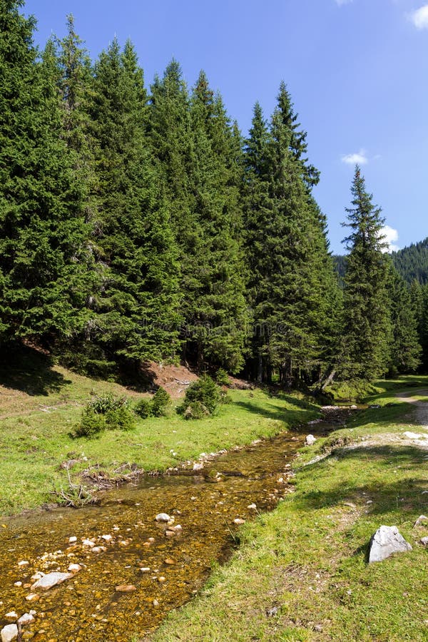 Alpine View of Mountain Tops Stock Image - Image of hill, peaceful ...