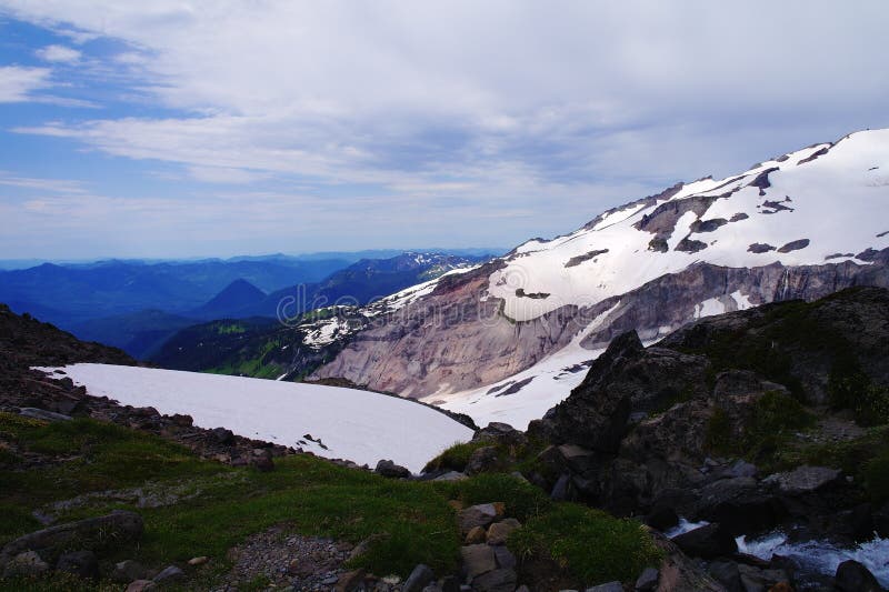 An alpine view stock photo. Image of forest, clouds, mountans - 56289394