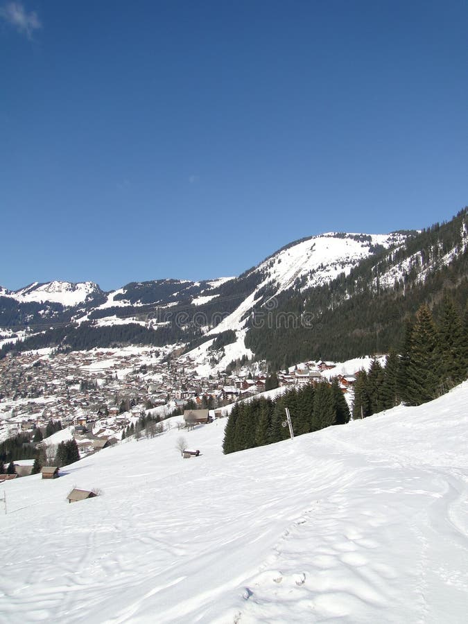 Alpine village and chalet stock image. Image of winter - 15967137