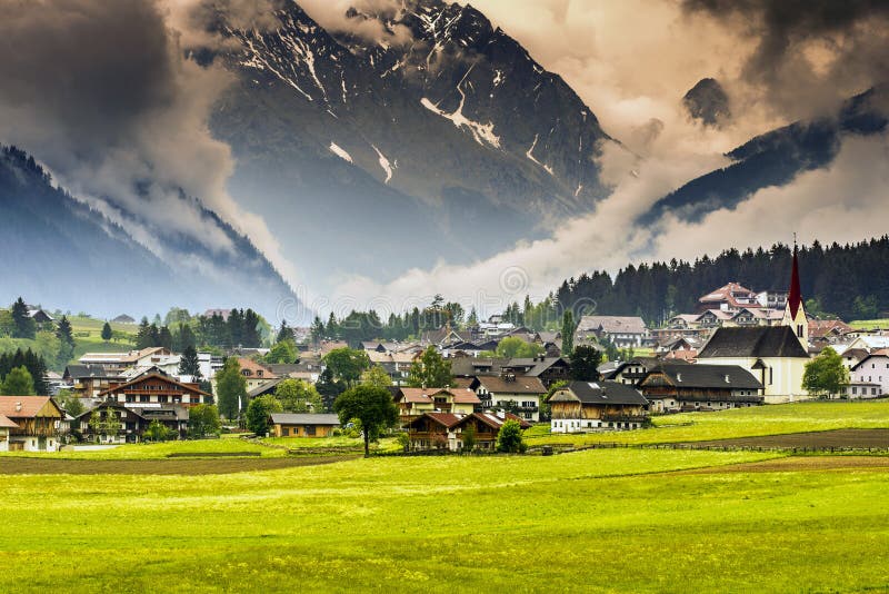 Alpine Village in Dolomites Stock Image - Image of italy, badia: 55035907
