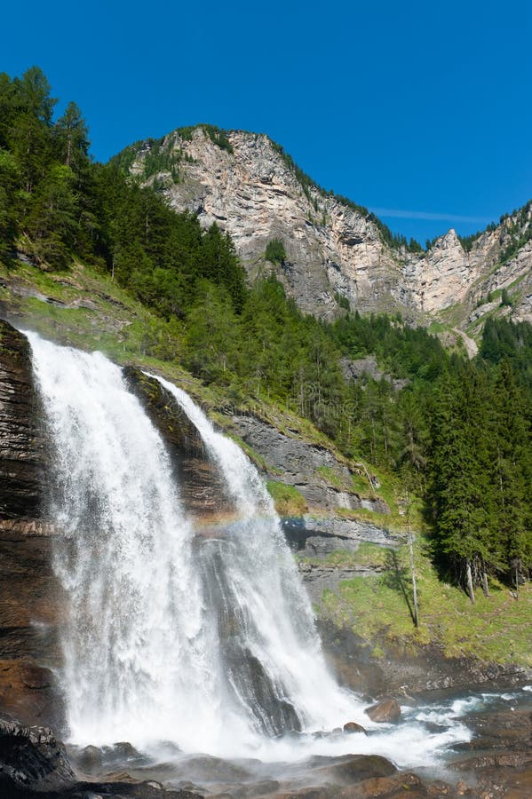 Alpine Waterfall in Mountain Forest Stock Photo - Image of paradise ...