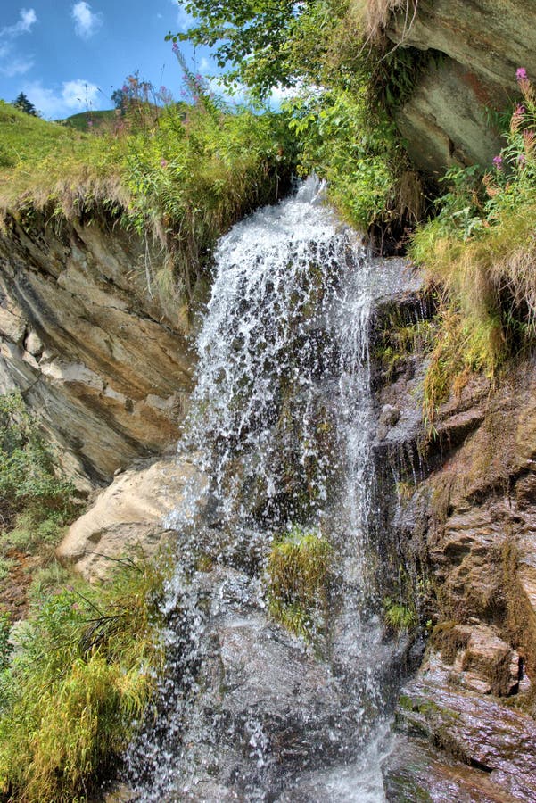 Alpine Waterfall in Vals in Switzerland 31.7.2020 Stock Photo - Image ...