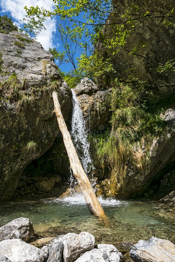 Alpine waterfall stock photo. Image of soft, flow, background - 96330072