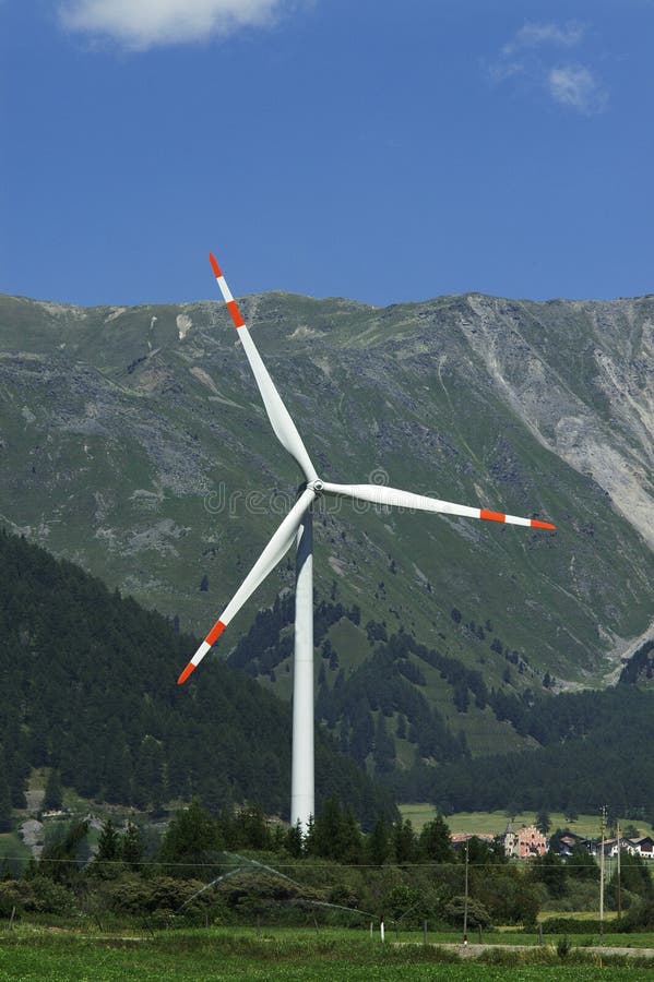 Alpine windmill stock photo. Image of conservation, power - 1249826