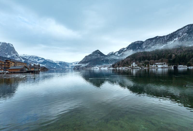 Alpine winter lake view stock image. Image of clouds - 28689295