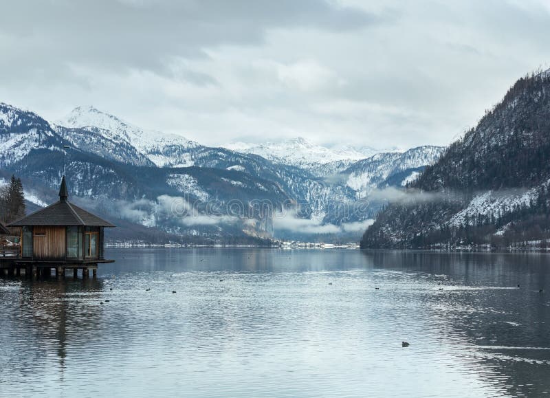 Alpine winter lake view stock image. Image of mere, europe - 351785533