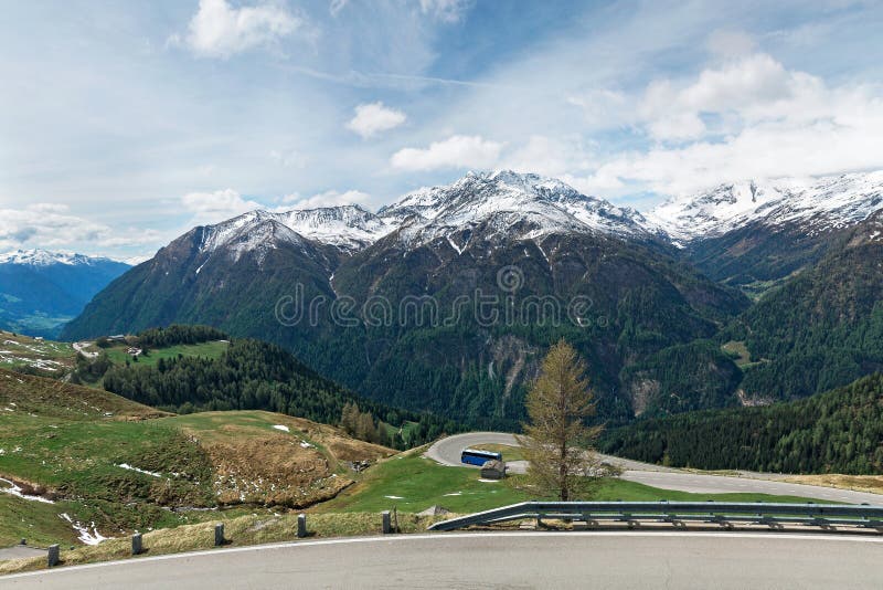 Alpine winter road stock photo. Image of scenery, europe - 55472196