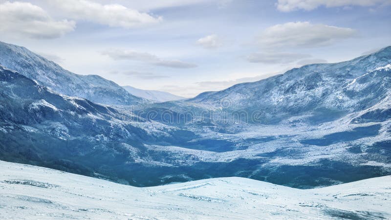 Alpine Winter Snow Valley Scenery Stock Image - Image of holiday ...