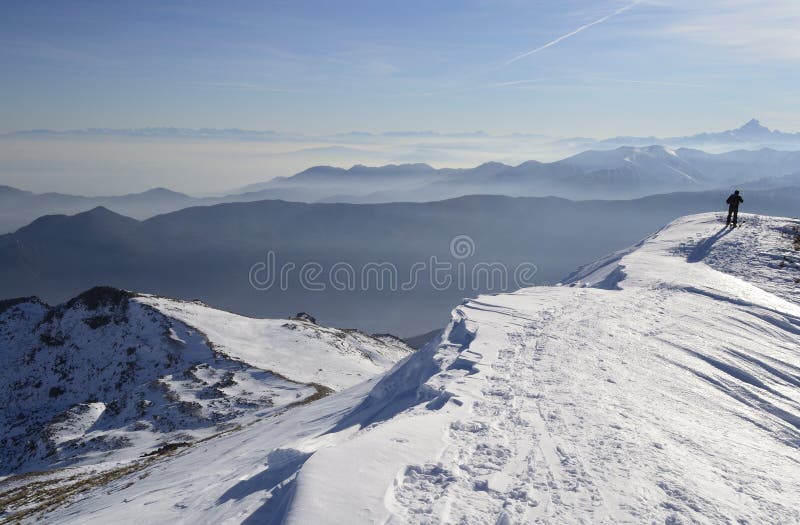 Alpinist in Scenic High Country Background Stock Image - Image of ...