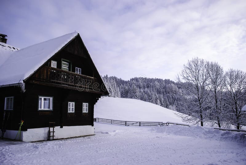 Alps, House in Fog, Rainy Weather Stock Photo - Image of grass ...