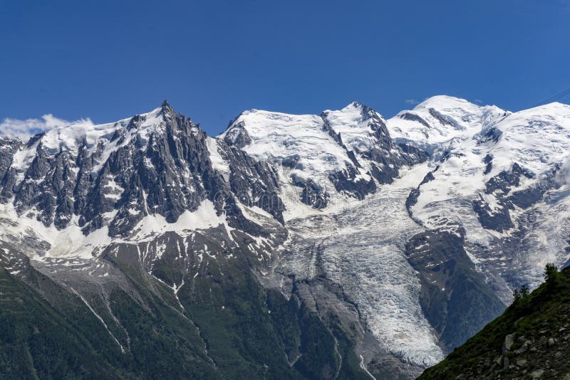 Alps in June. View of the Mont Blanc Massif. Stock Image - Image of ...