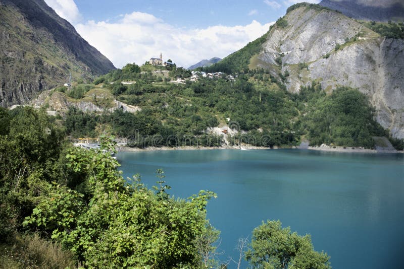 Alps lake stock photo. Image of village, bell, mountain - 1655114