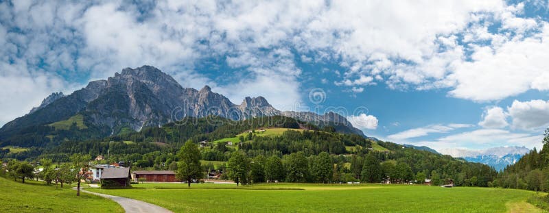 Alps Mountain Country Tranquil Summer View, Austria Stock Image - Image ...