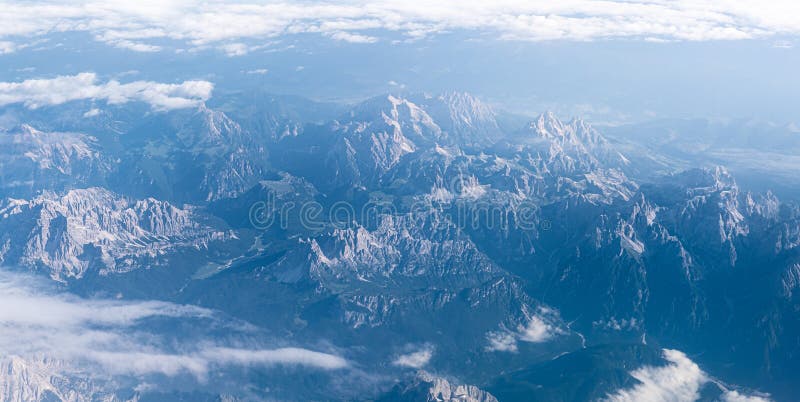 Alps Mountains, Europe. Panoramic Landscape from Sky, Stock Photo ...