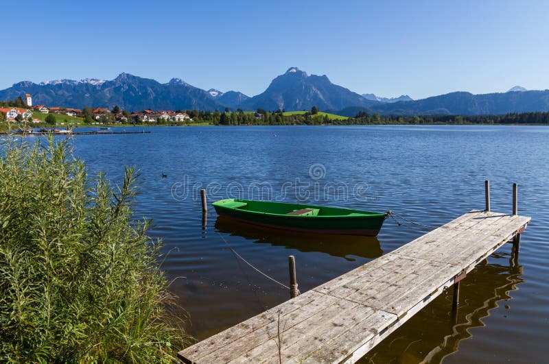 Alps Panorama with Lake at the Hopfensee Stock Photo - Image of dream ...