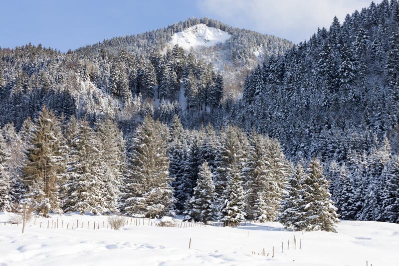 Alps, Mountain Range Covered In The Snow, Alpine Villag Stock Photo ...