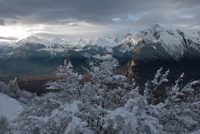 The Alps at sunset stock photo. Image of summit, alps - 36731526