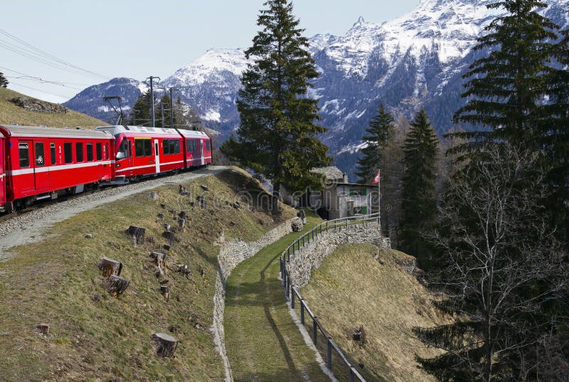 Alps Train on viaduct stock photo. Image of express, hill - 24158348