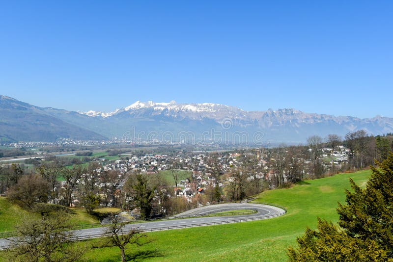 Alps View from Vaduz - Liechtenstein Stock Image - Image of castle ...