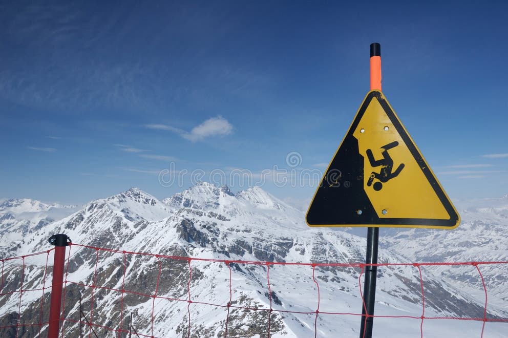 The Alps, warning sign stock photo. Image of italy, height - 5152098