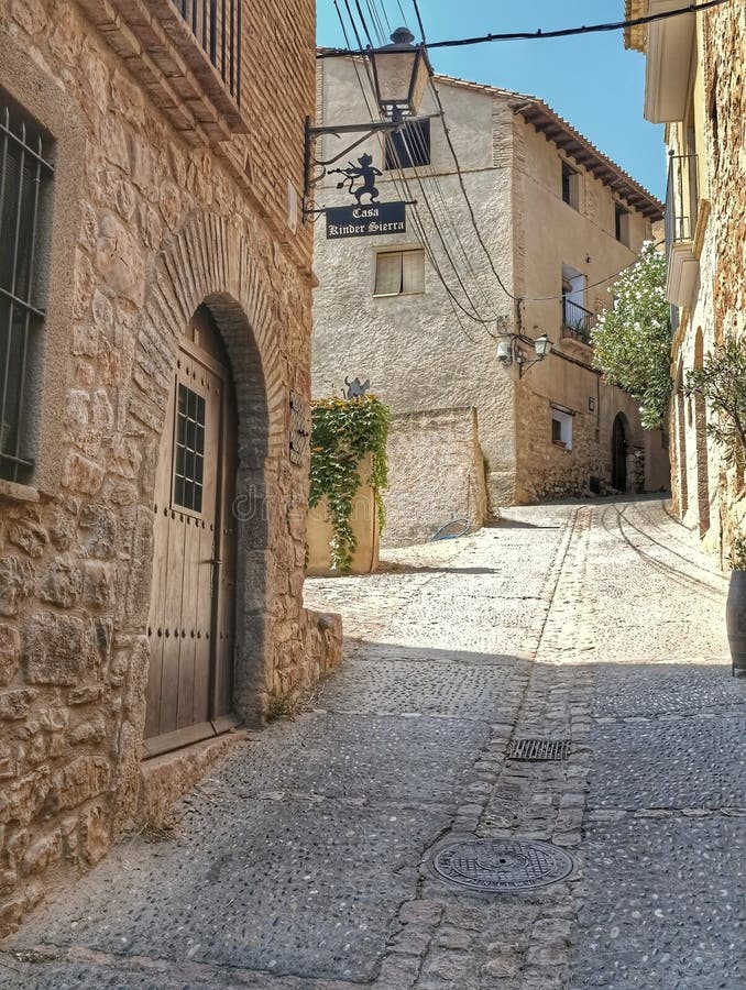 Alquezar Medieval Town Street View. Huesca, Spain Stock Image - Image ...