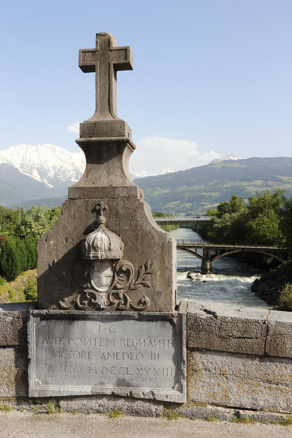 River Arve and the Old Bridge of Saint-Martin, France Stock Photo ...