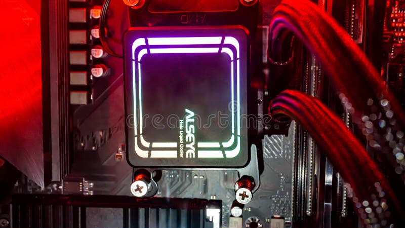 Cooler of Processor with Neon Light. LED Light, CPU Cooler Stock Photo ...