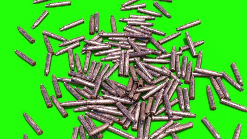 Shell Casings Falling Down on Green Screen - 3D Rendering Stock ...