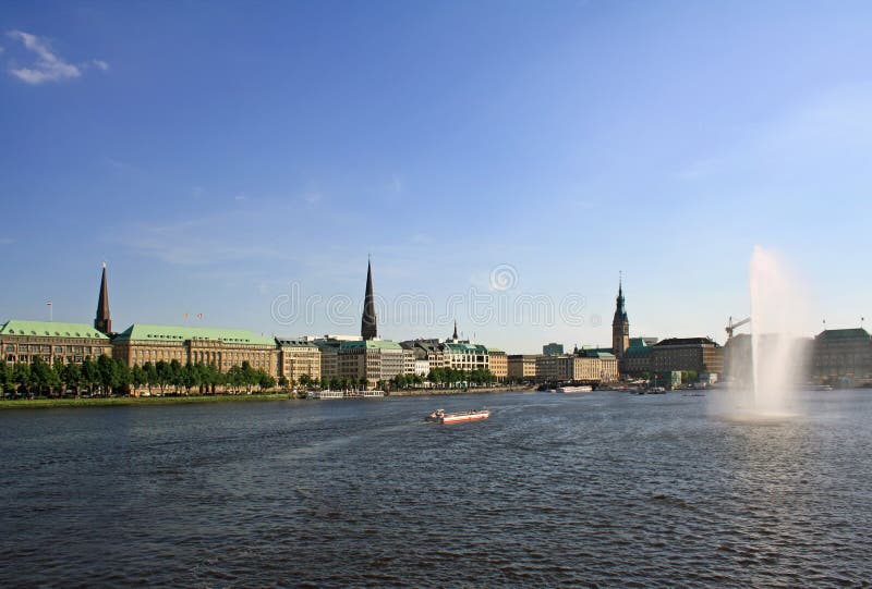 Alster lake stock image. Image of history, center, church - 25143127