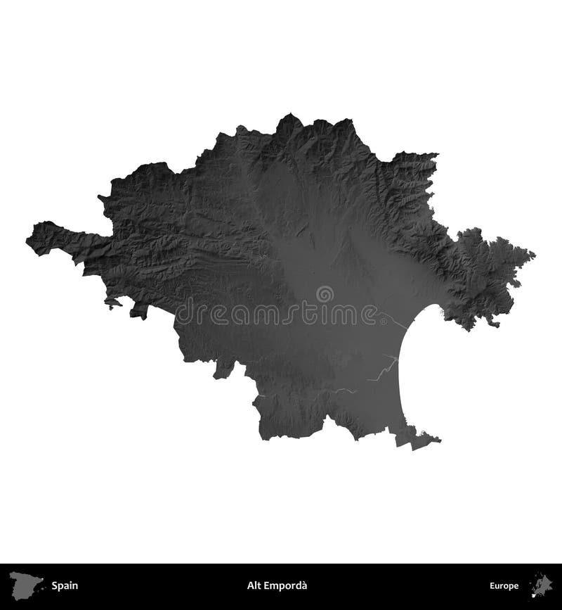 Alt Emporda, Spain, Isolated on White. Grayscale Stock Illustration ...