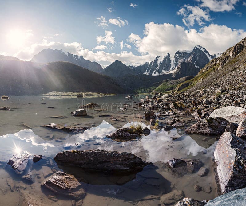 Altai mountain lake stock image. Image of green, valley - 175414273