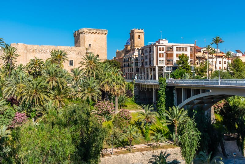 Altamira Palace Viewed Behind River Vinalopo in Elche, Spain Stock ...