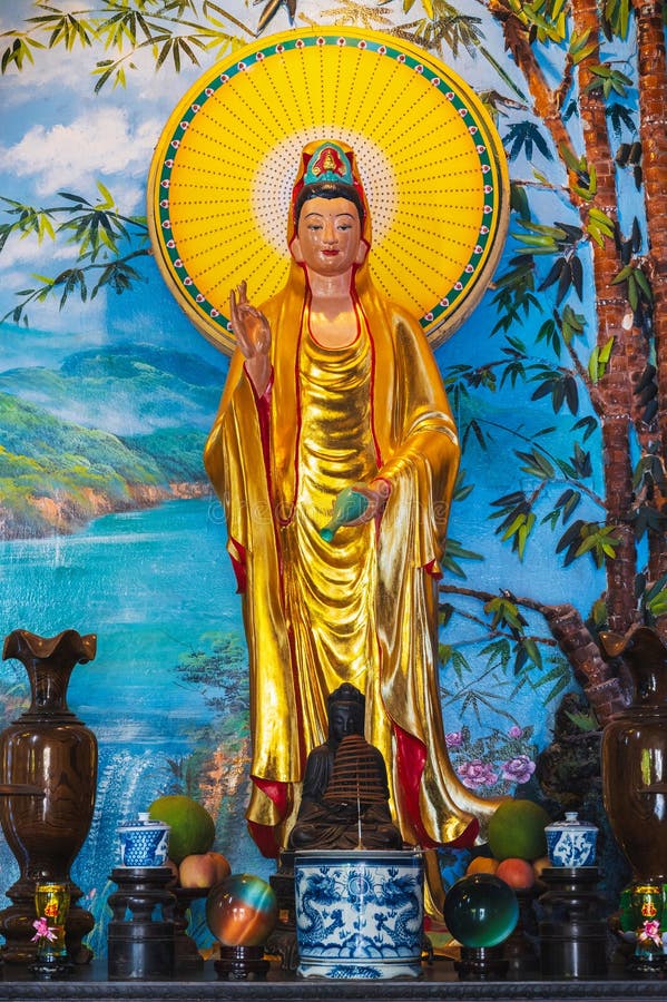 An Altar with a Buddhist God Inside a Pagoda on the Marble Mountains of ...