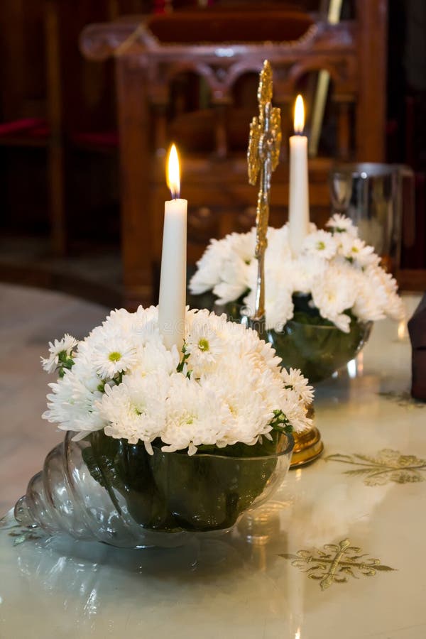 Altar candles stock photo. Image of flower, church, moment - 25177092