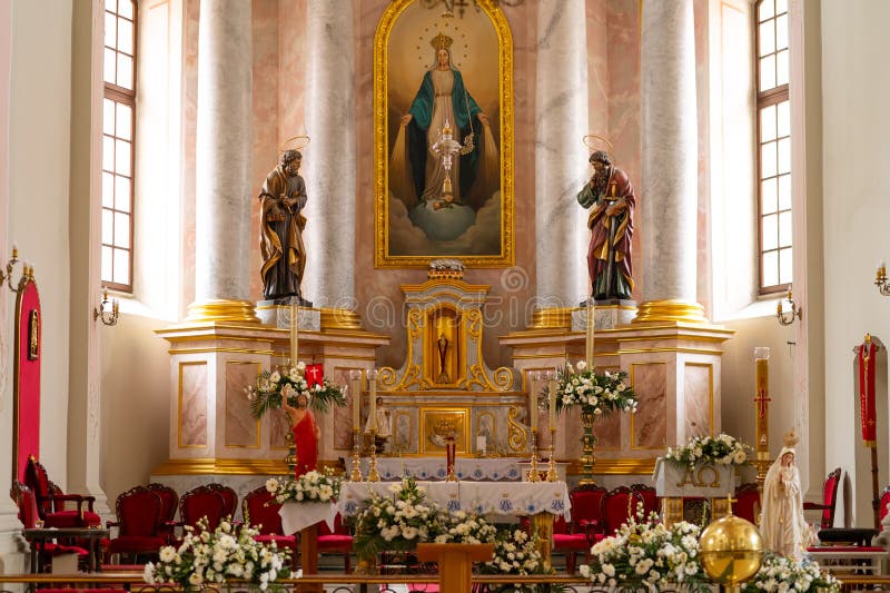 Altar in Catholic Cathedral Beautifully Decorated Stock Photo - Image ...