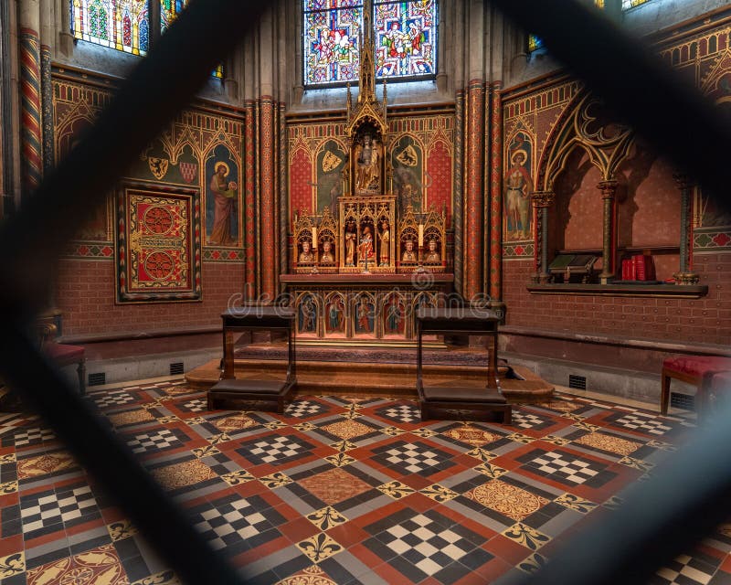 Altar of a Catholic Church through a Fence Editorial Stock Image ...