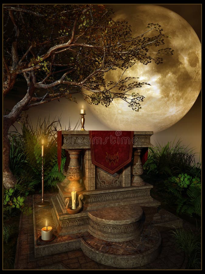 Altar in a forest stock illustration. Illustration of tree - 39760563